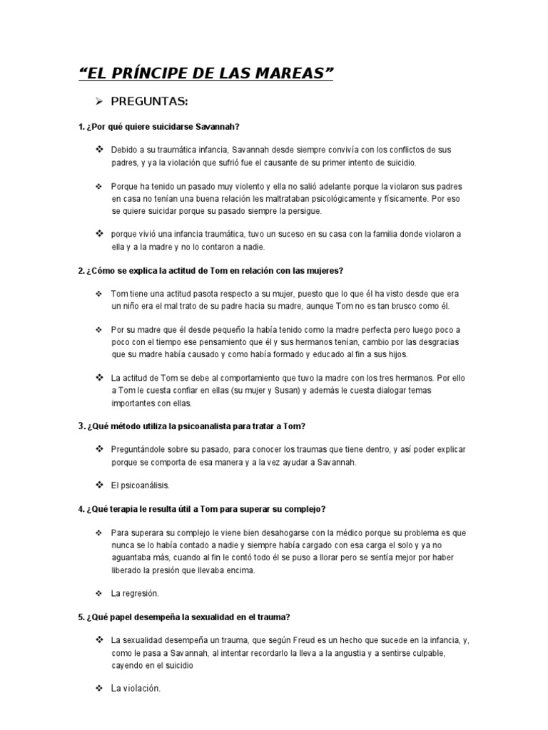 El Príncipe de Las Mareas | PDF | Trauma psicólogico | Psicoanálisis