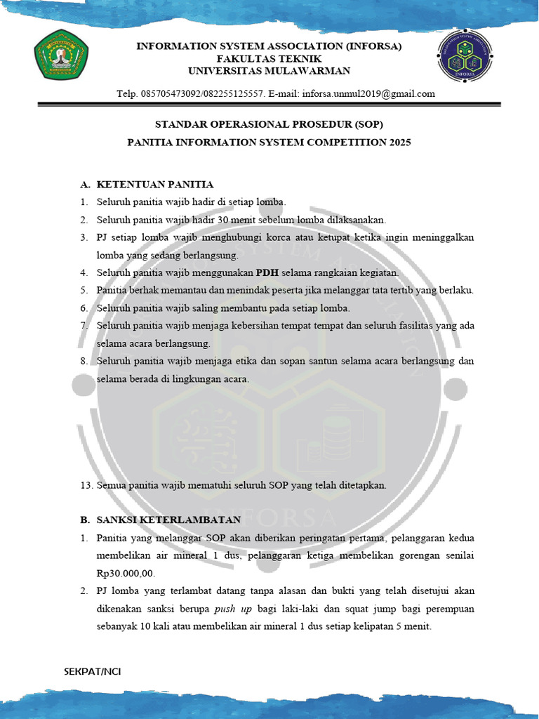 Sop Panitia Isc 2025 | PDF