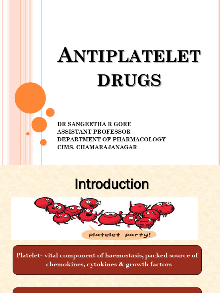 Anti Platelet Drugs PPT Final SRG | PDF | Platelet | Aspirin