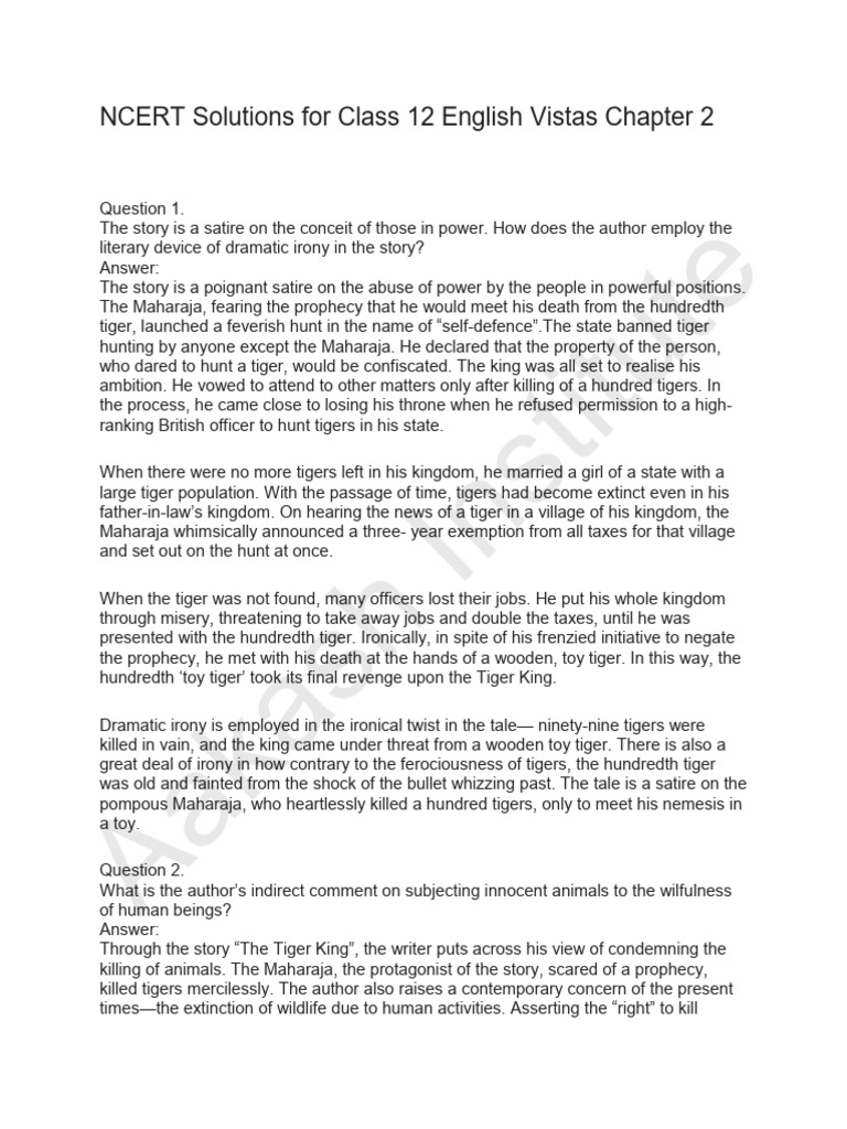 NCERT Solutions For Class 12 English Vistas Chapter 2 | PDF | Ecology ...