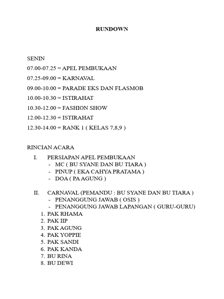 RUNDOWN | PDF