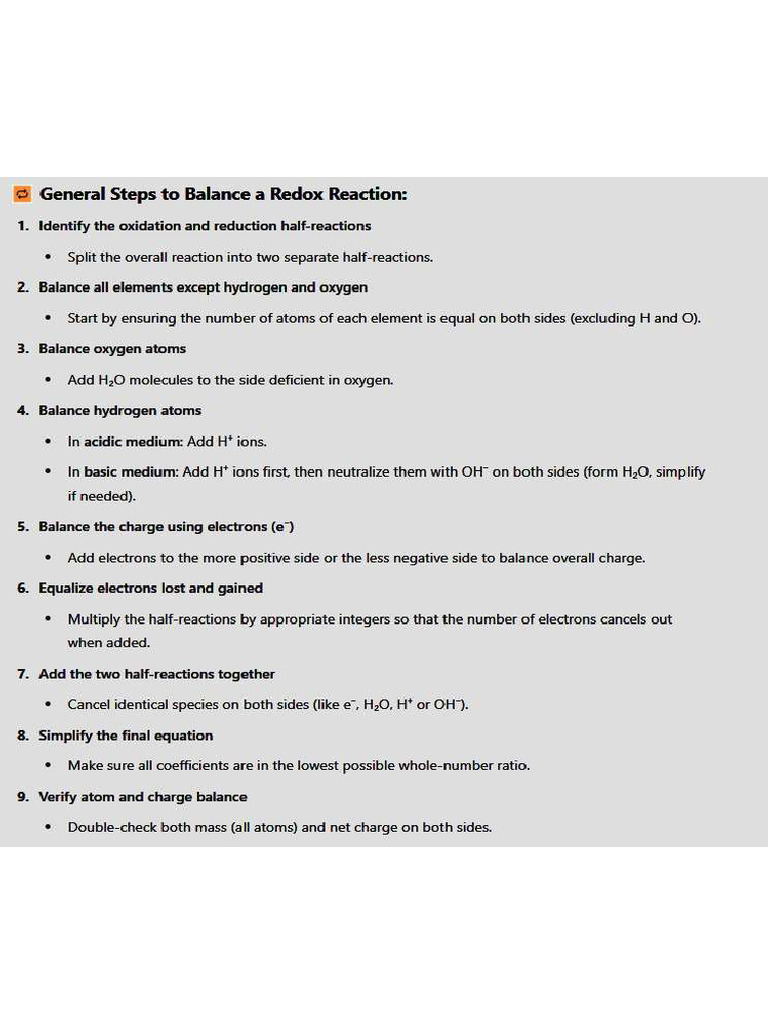 Balancing Redox Reaction | PDF