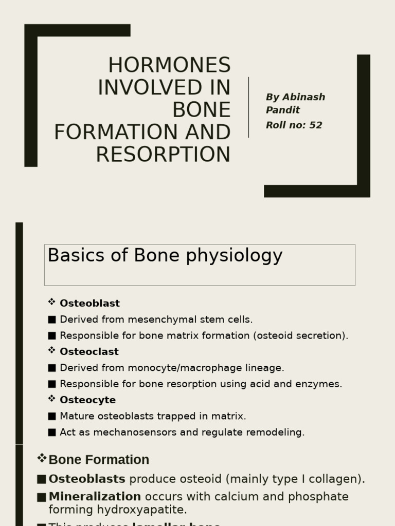 Hormone Involved in Bone Formn and Resorption | PDF | Bone | Osteoblast