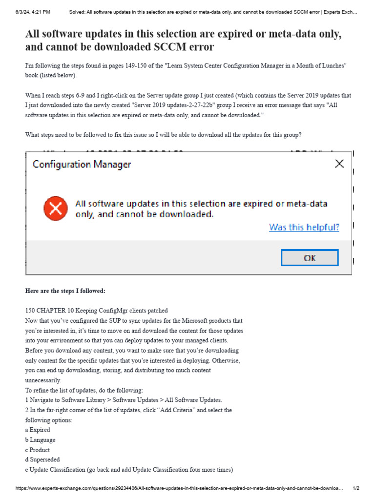 Resolving SCCM Expired Update Errors | PDF | Windows 10 | Directory ...