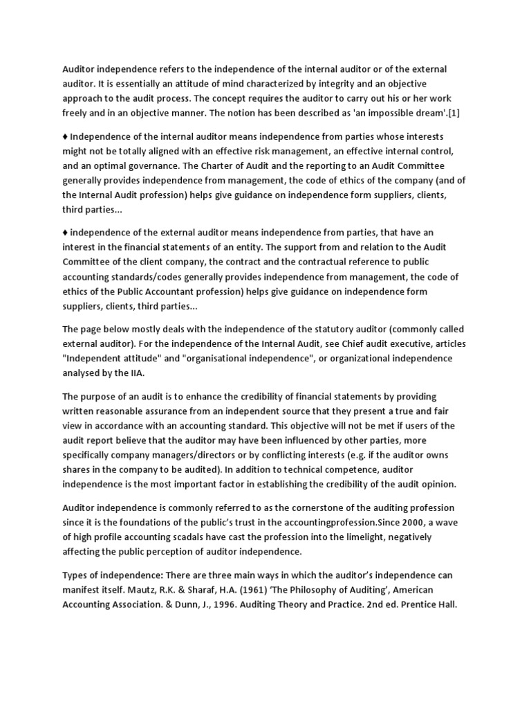 Auditor's Independence | PDF | Internal Audit | Audit