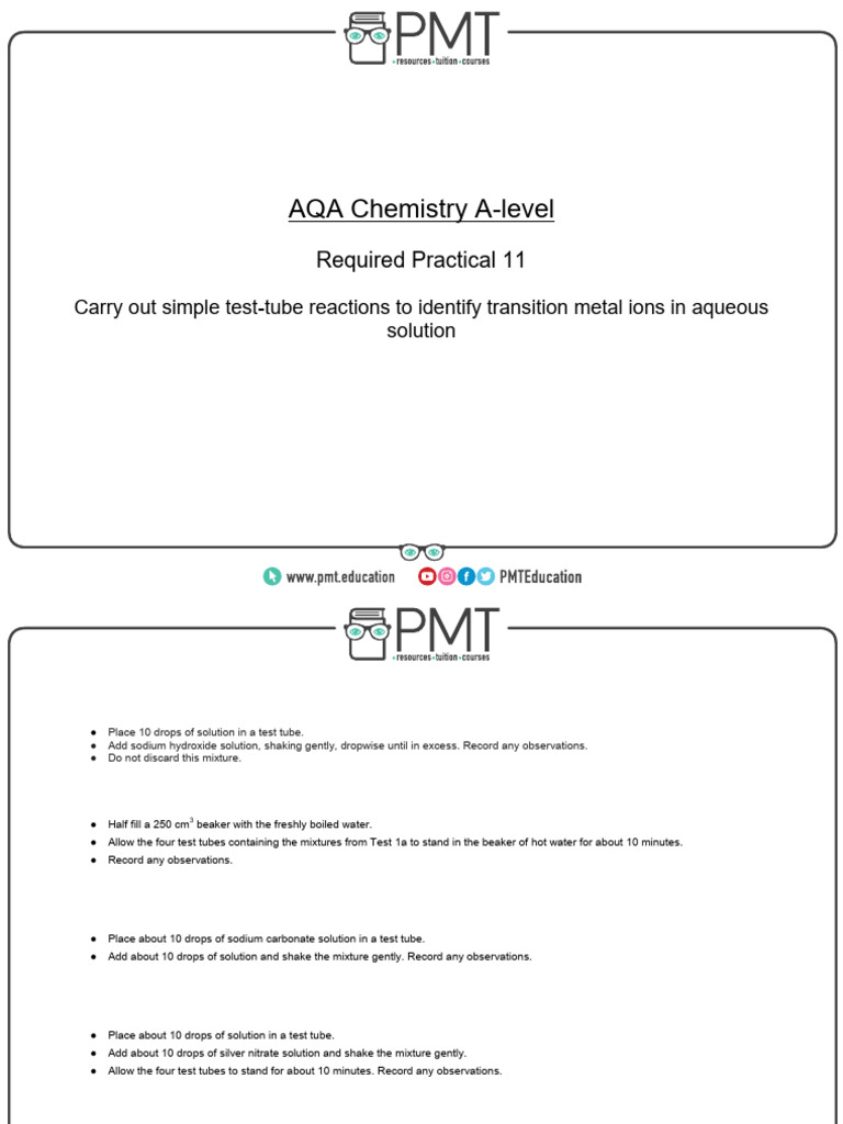 RP 11 - Identifying Transition Metal Ions | PDF