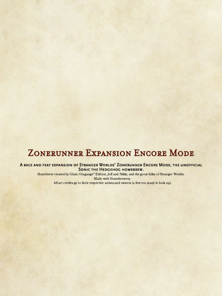 Zonerunner Expanded Races - The Homebrewery | PDF