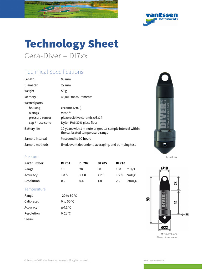 Cera Diver DI7xx TechSheet en M | PDF