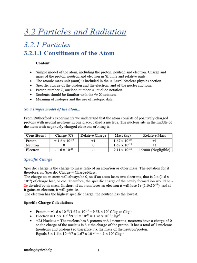 AQA A Level Physics: Particles & Radiation | PDF | Hadron ...