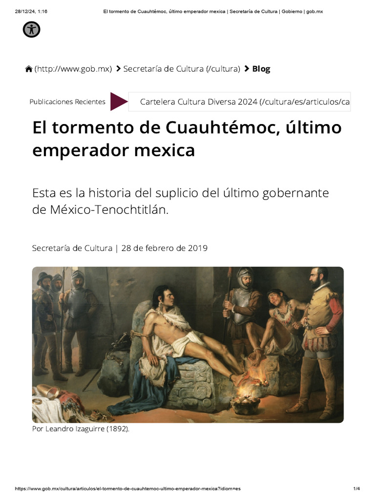 El Tormento de Cuauhtémoc, Último Emperador Mexica - Secretaría de ...