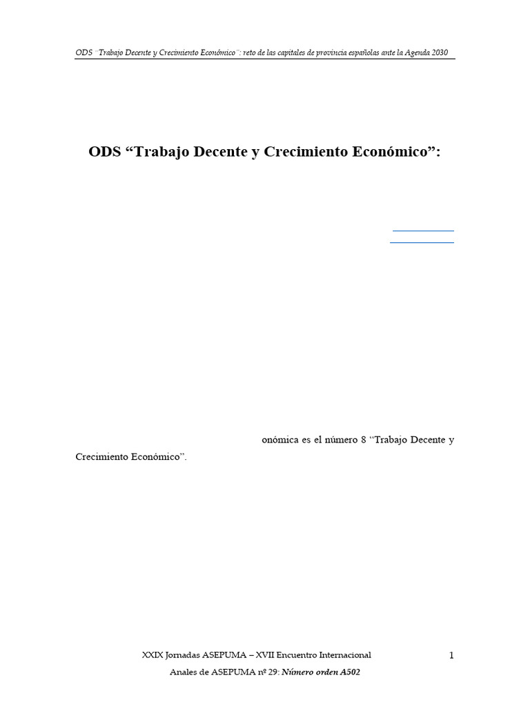 Dialnet ODSTrabajoDecenteYCrecimientoEconomico 8173046 | PDF | Empleo | Sustentabilidad