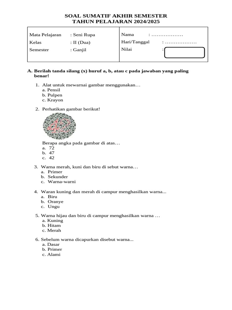 Sas Seni Rupa Kelas 2 | PDF