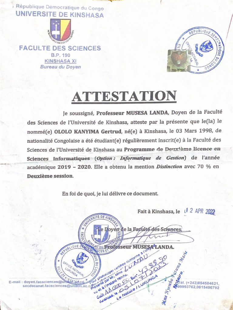 Mon Attestation de Réussite | PDF