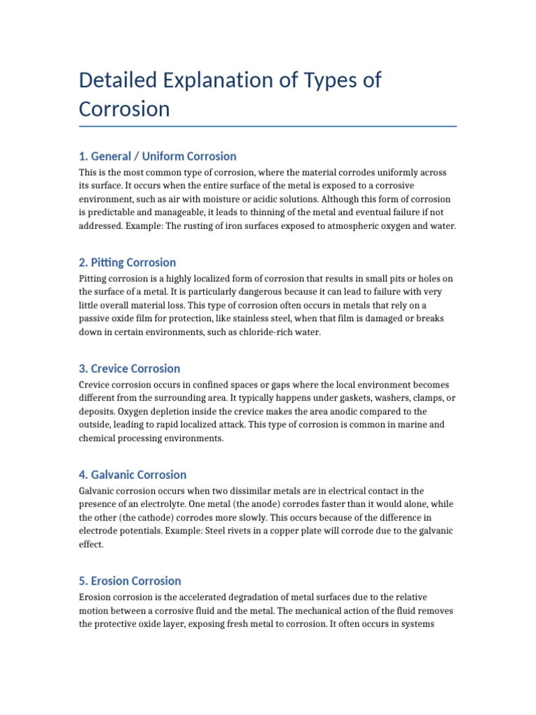 Types_of_Corrosion_Detailed | PDF | Corrosion | Industrial Processes