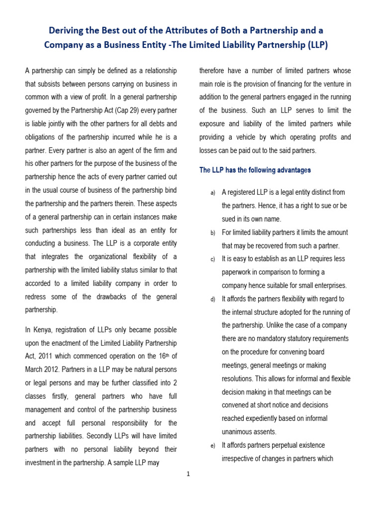 Understanding Limited Liability Partnerships | PDF | Limited Liability ...