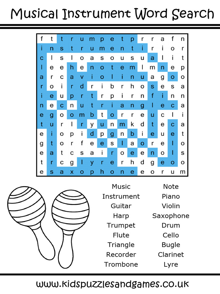 Musical Instrument Word Search Solution | PDF
