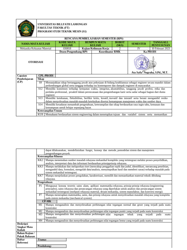 RPS Mekanika Kekuatan Material | PDF