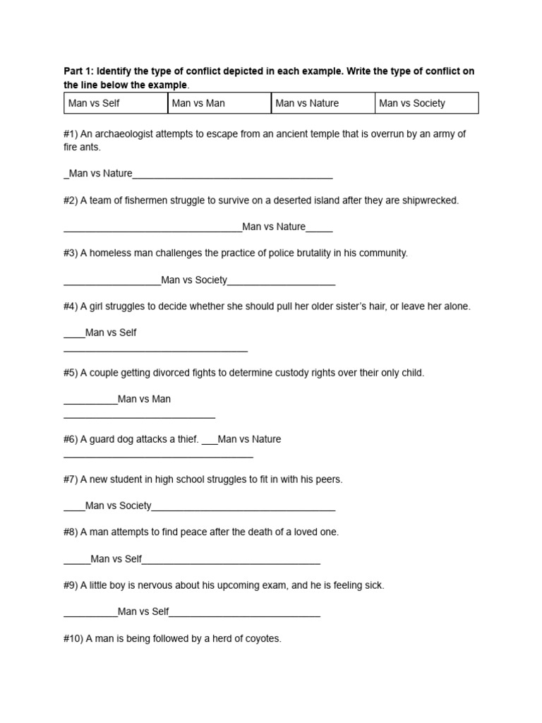 Types of Conflict Worksheet-1 | PDF