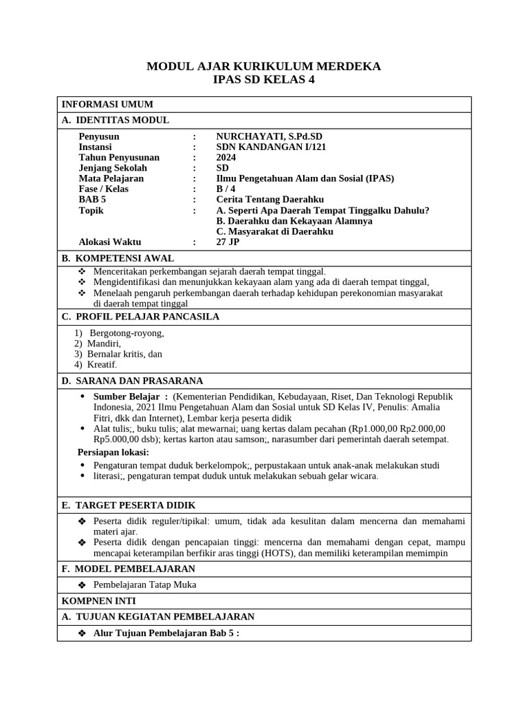 Modul Ajar Ipas Kelas 4 Bu Nur | PDF