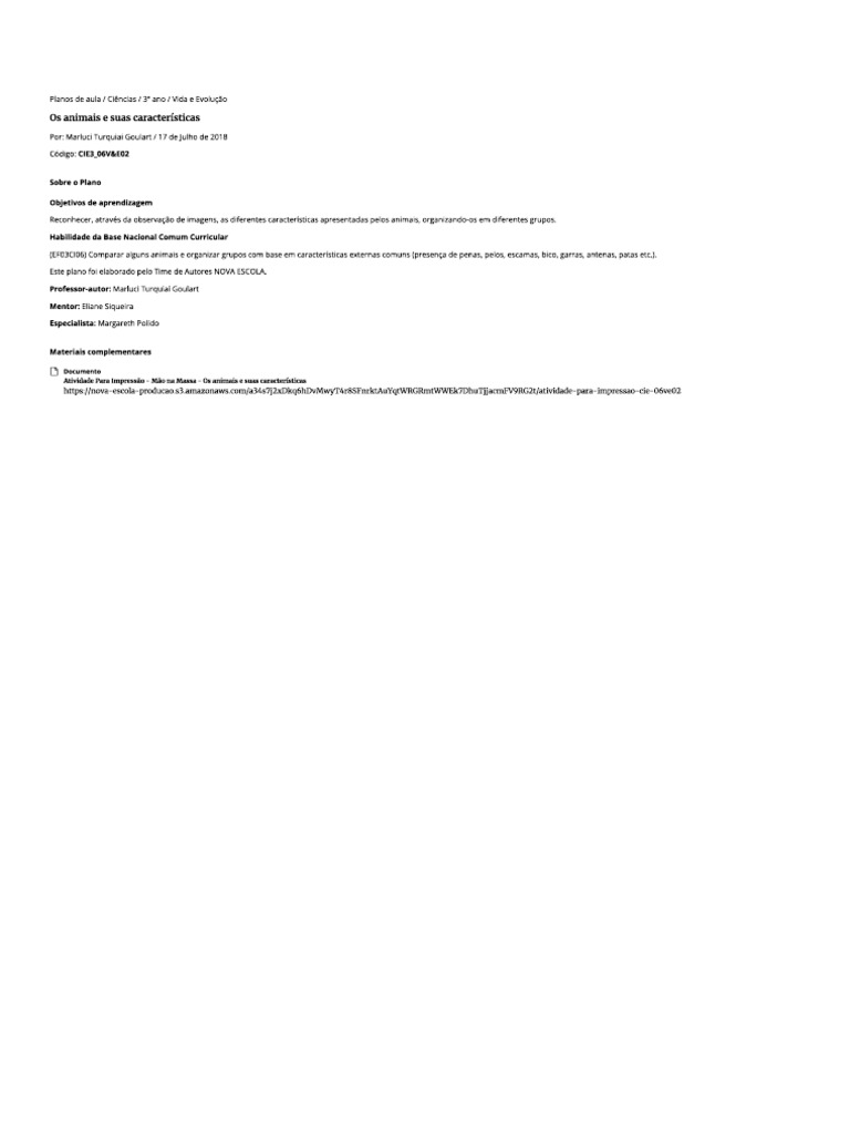 Plano de Aula Cie3 06ve02 | PDF