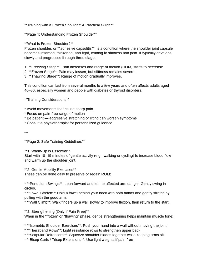 Strength Training With Frozen Shoulder | PDF | Diseases And Disorders ...