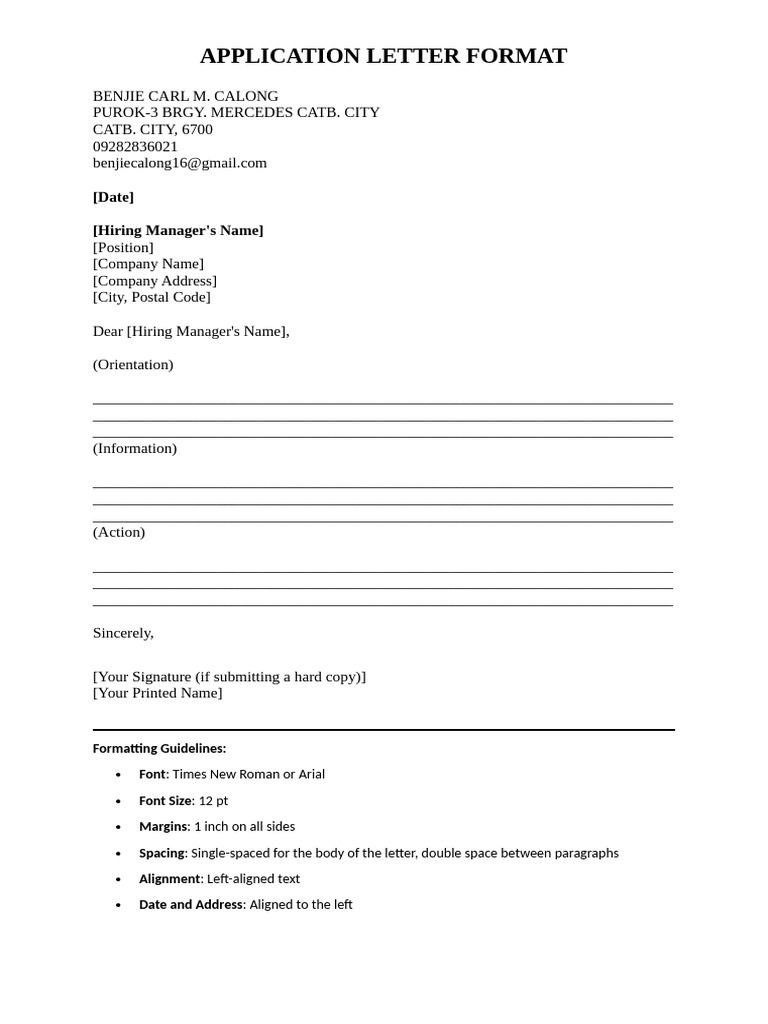 Application Letter Format | PDF