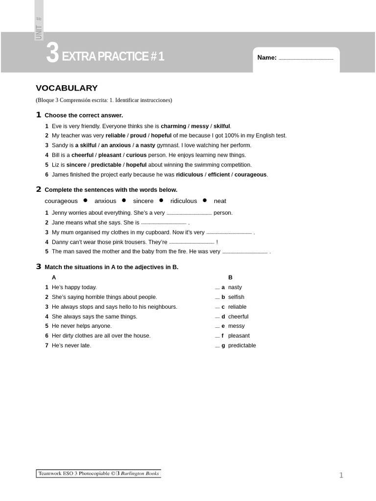 03teamwork3 ExtraPractice Unit3 | PDF