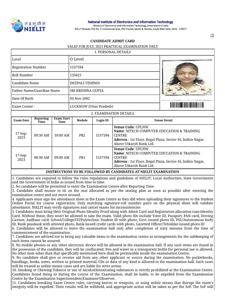 Student - Nielit.gov - in CAND CoursePracticalAdmitCard Ver5.aspx Qs ...