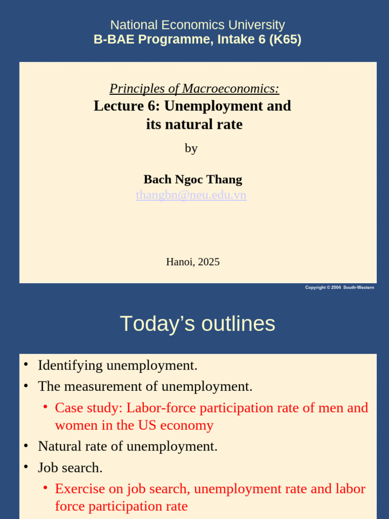 Lecture 6 Unemployment | PDF | Unemployment | Minimum Wage