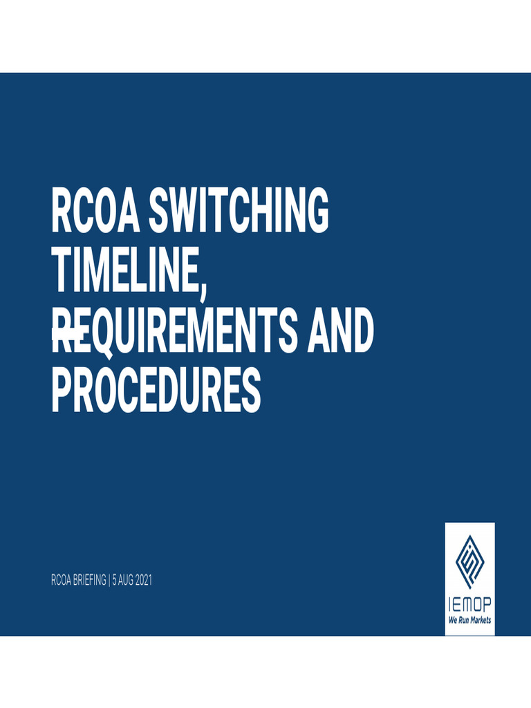 Rcoa - Switching Timeline, Requirements and Procedures - DU, NSP, MSP | PDF