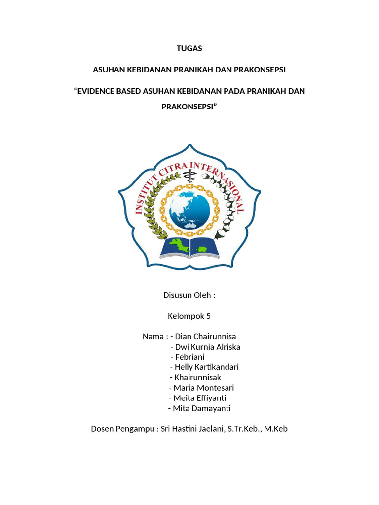 TUGAS KELOMPOK 5 - Evidence Based Askeb Pranikah Dan Prakonsepsi | PDF