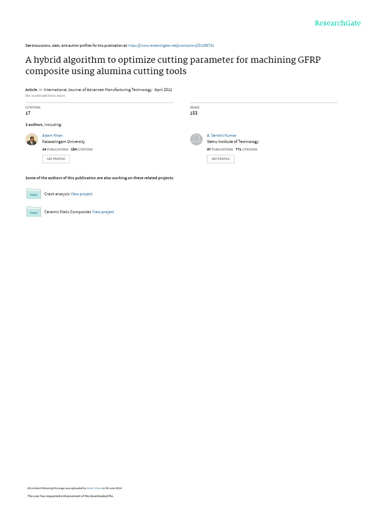 2012 Ijampt A Hybrid Algorithm To Optimize Cutting Parameter For Machining Gfrp Composite