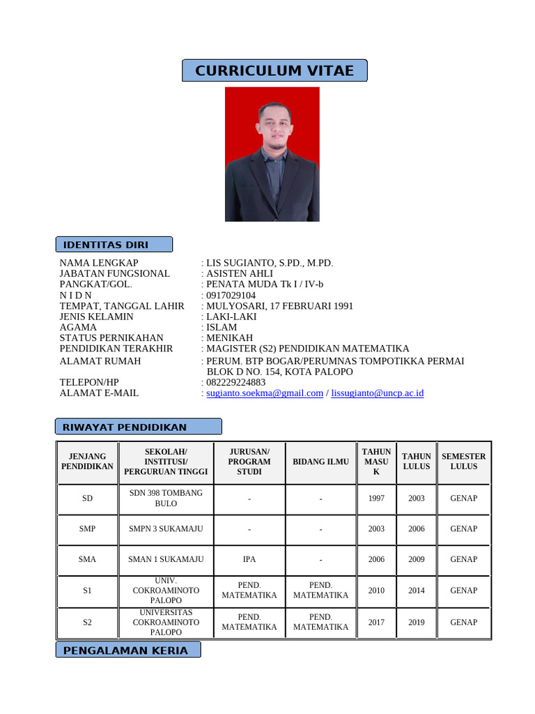 CV Lis Sugianto | PDF