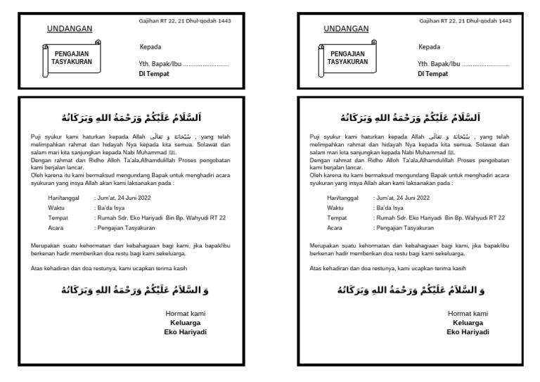 Contoh Form Undangan 2 Slide | PDF