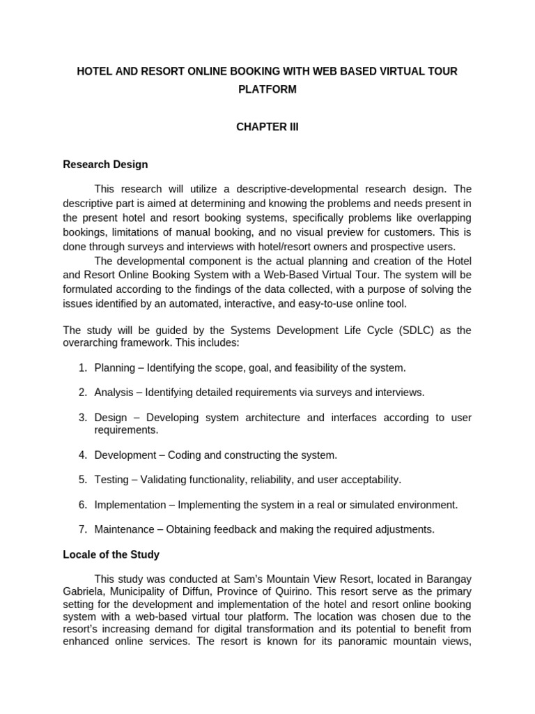 Chapter 3 Hotel and Resort Online Booking With Web Based Virtual Tour Platform | PDF | Design ...