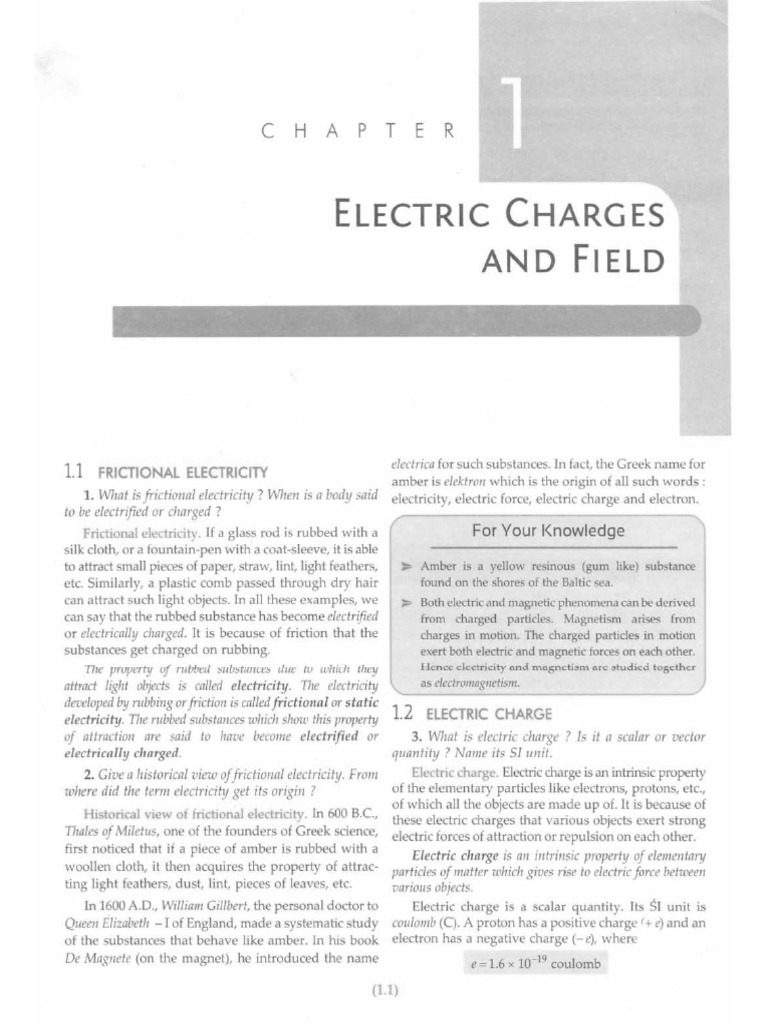 CH 1 Electric Charge & Field | PDF