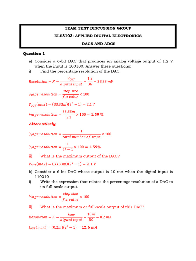 Adcz and Dacs Solutions | PDF | Analog To Digital Converter | Digital ...