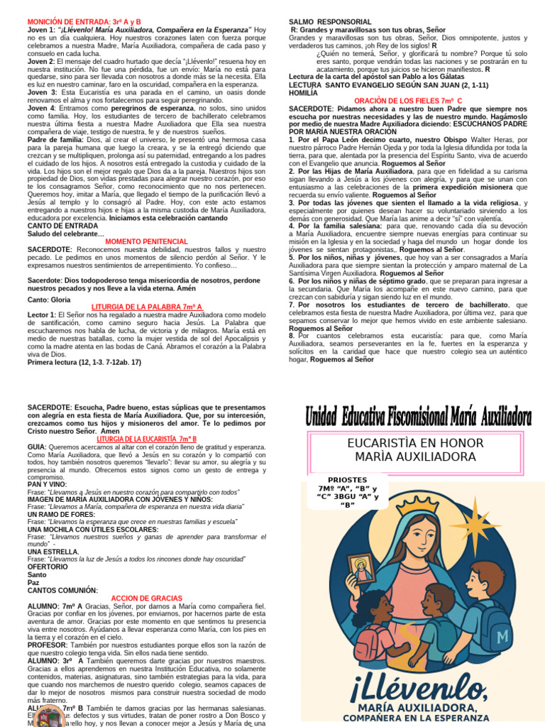 Misa de Maria Auxiliadora Mayo 2025 | PDF | eucaristía | María, madre ...