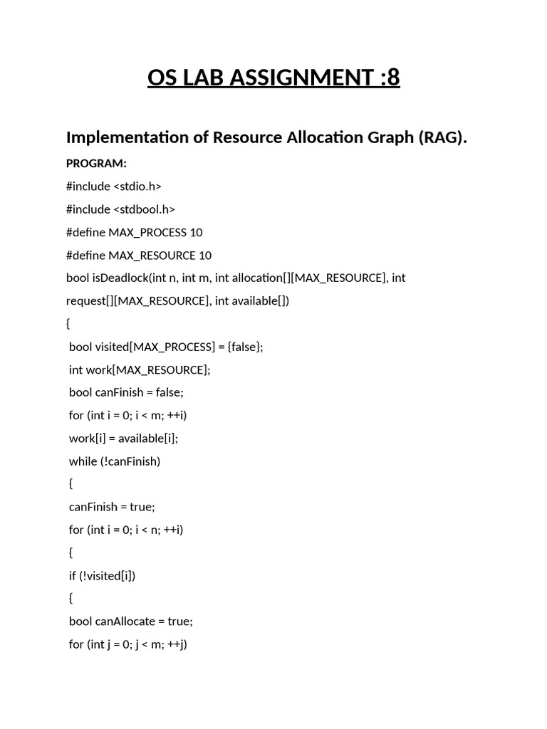 Os Lab Assignment 8. | PDF