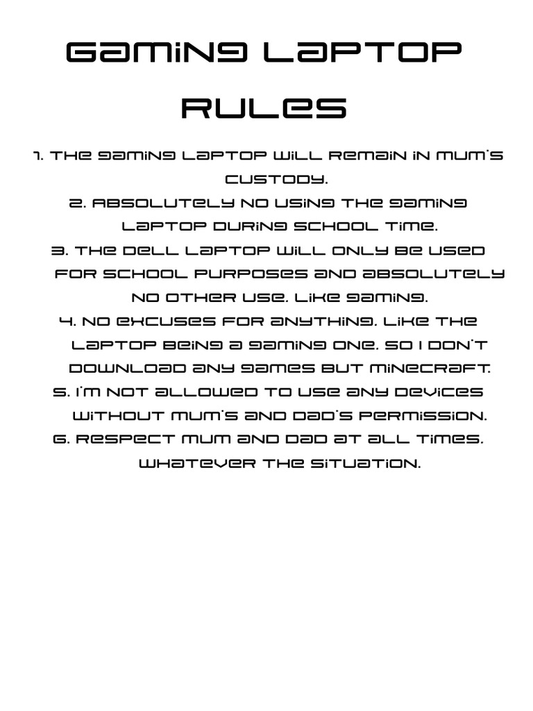 Gaming Laptop Rules | PDF