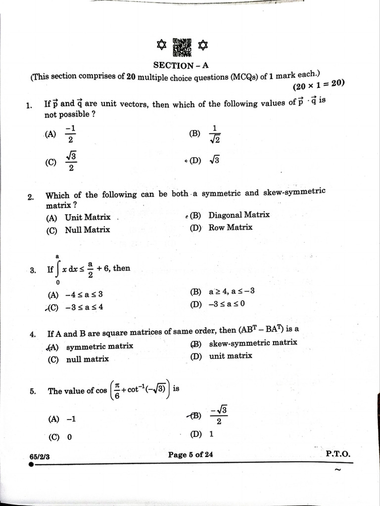 Maths QP Set 3 | PDF