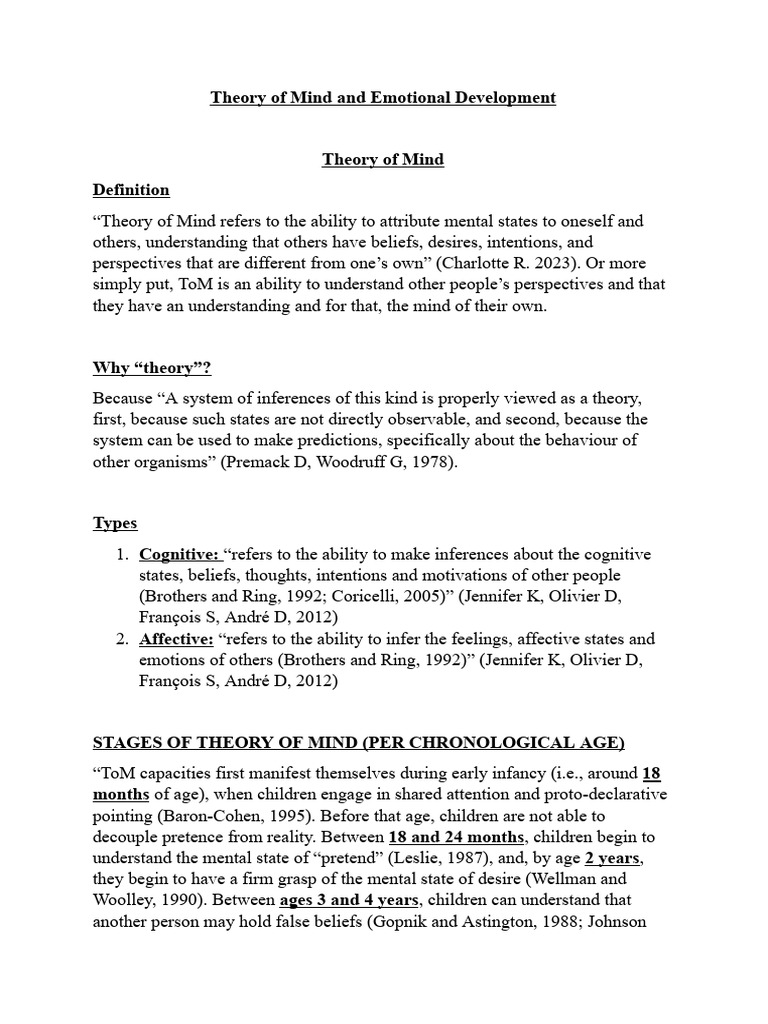 Theory of Mind and Emotional Development | PDF | Theory Of Mind | Intention