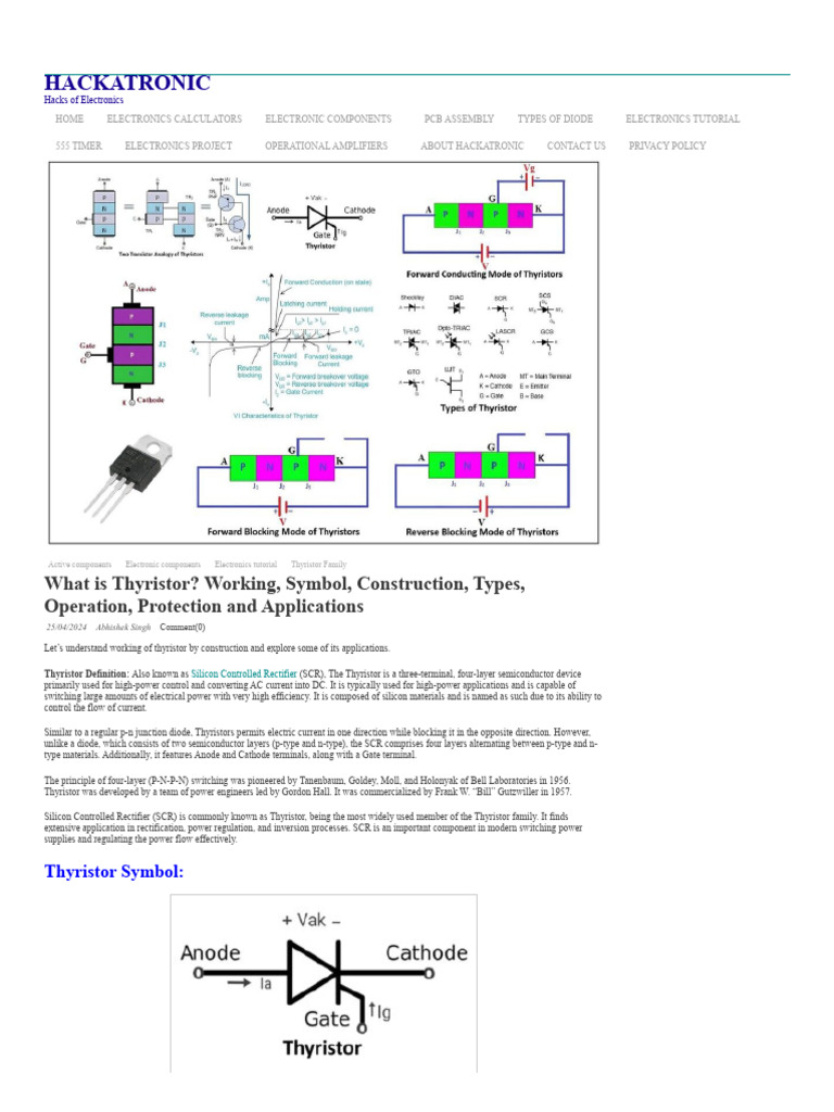 What Is Thyristor - Construction Working and Applications | PDF | P–N ...
