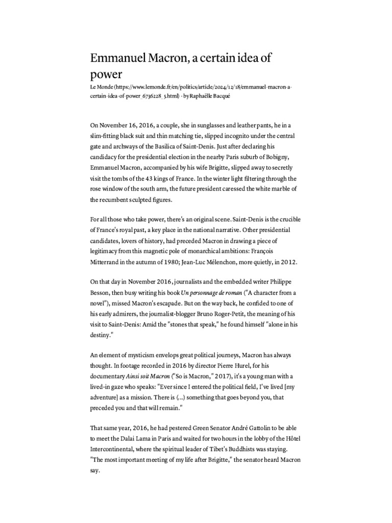 Emmanuel Macron, A Certain Idea of Power | PDF