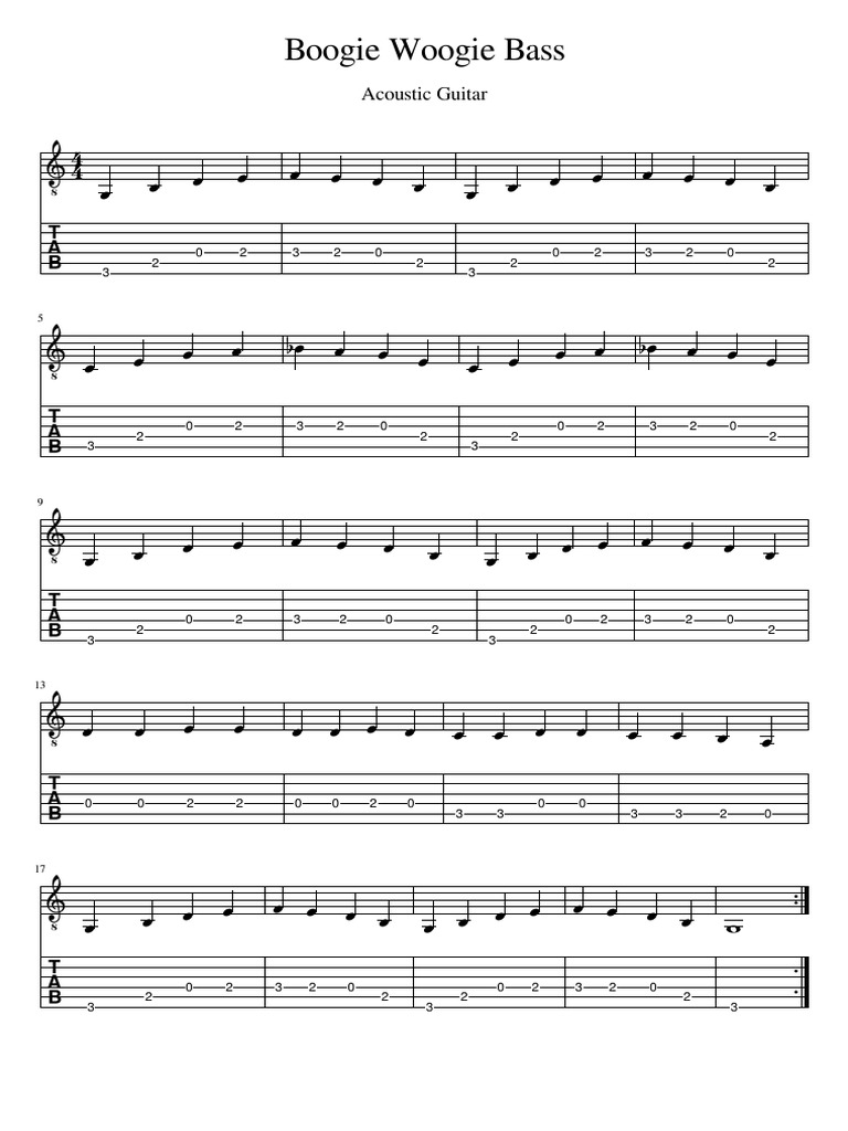 Boogie Woogie 1page Basse | PDF | Celtic Musical Instruments | Musical ...