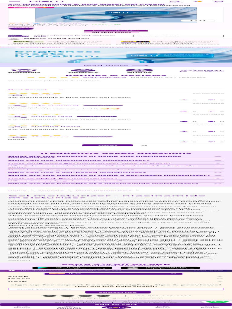 Shop 2 Niacinamide Moisturizer Gel Cream With Rice Water Online - Plum | PDF | Sunscreen | Skin