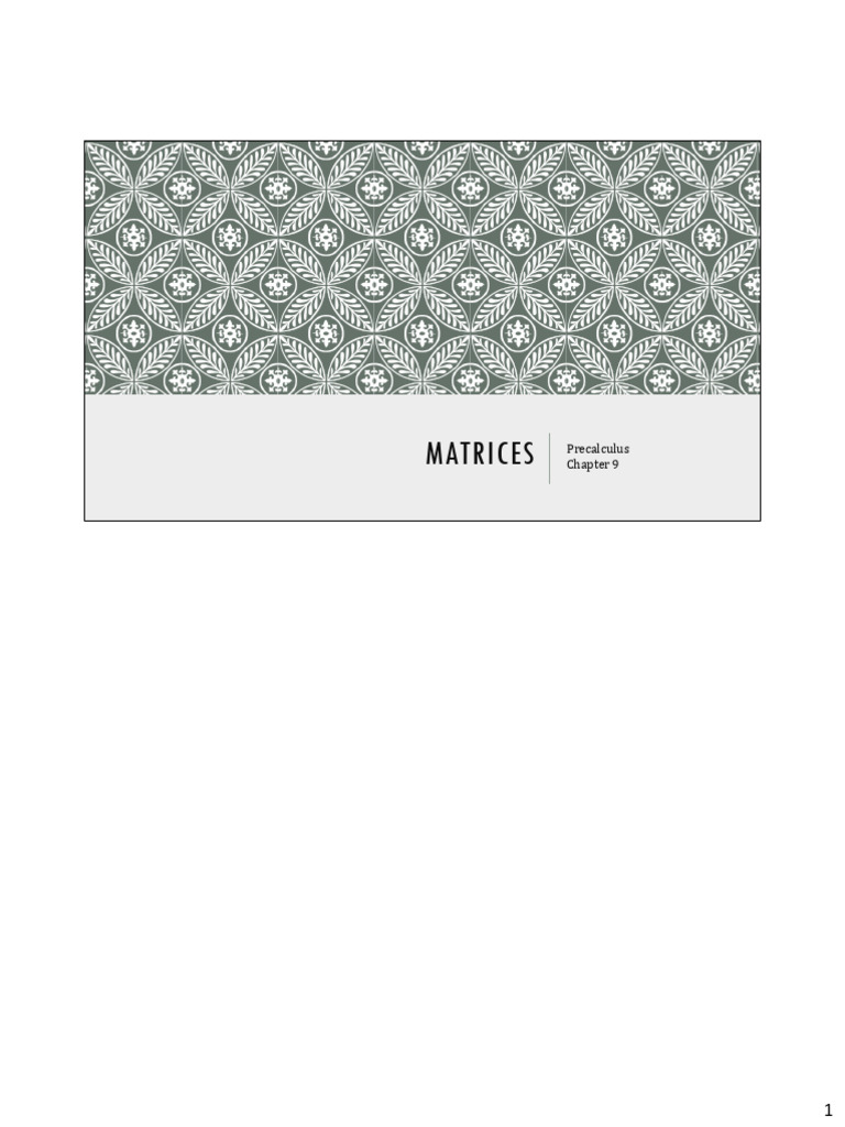 Precalculus 09 Matrices | PDF | Matrix (Mathematics) | Algebra