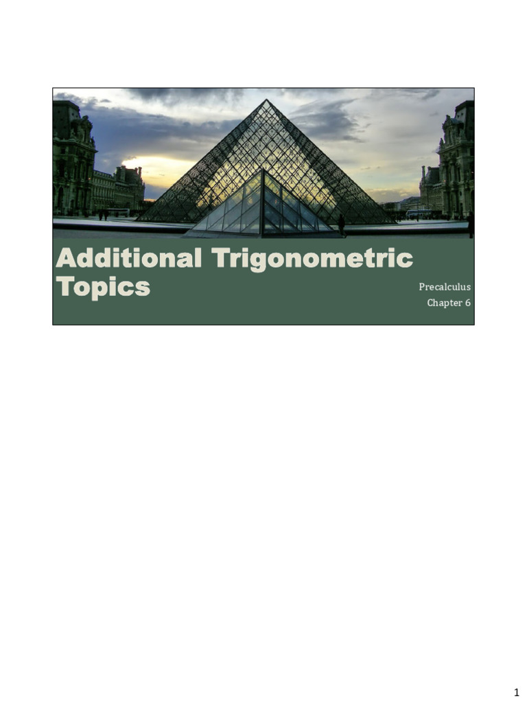 Precalculus 06 Additional Trigonometric Topics | PDF | Trigonometric ...