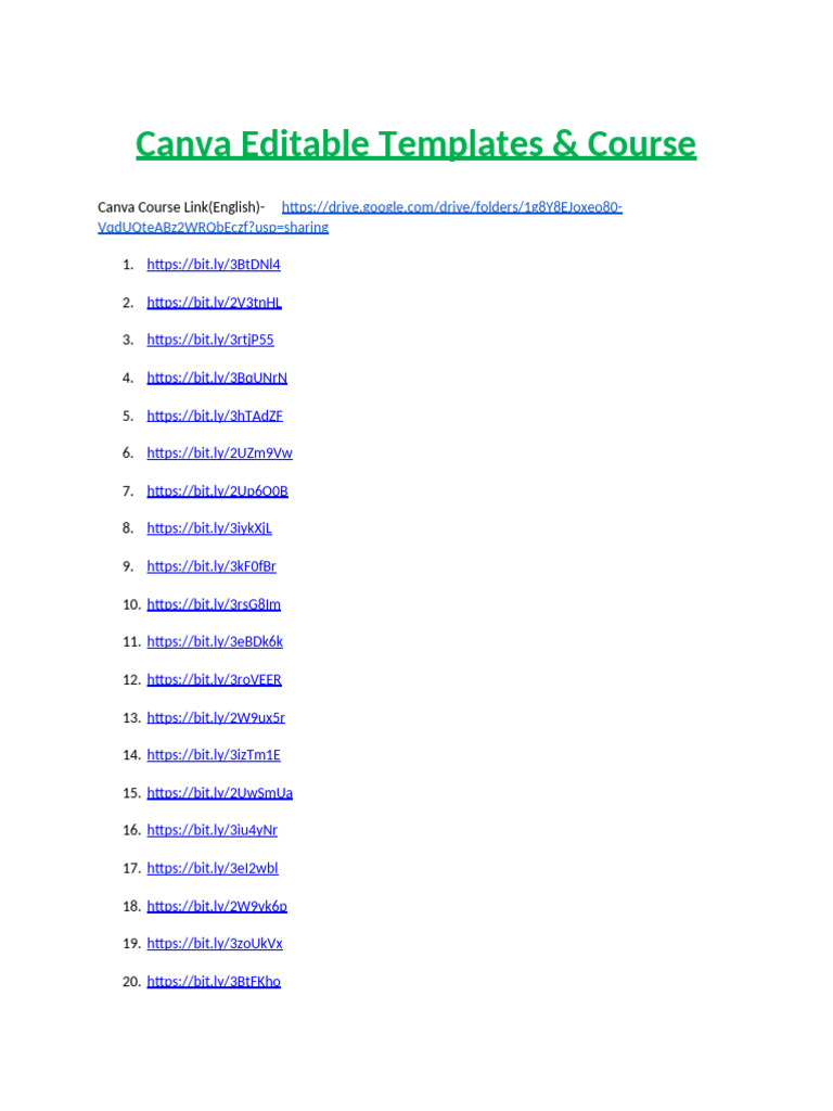 Canva Templates and Course Links | PDF