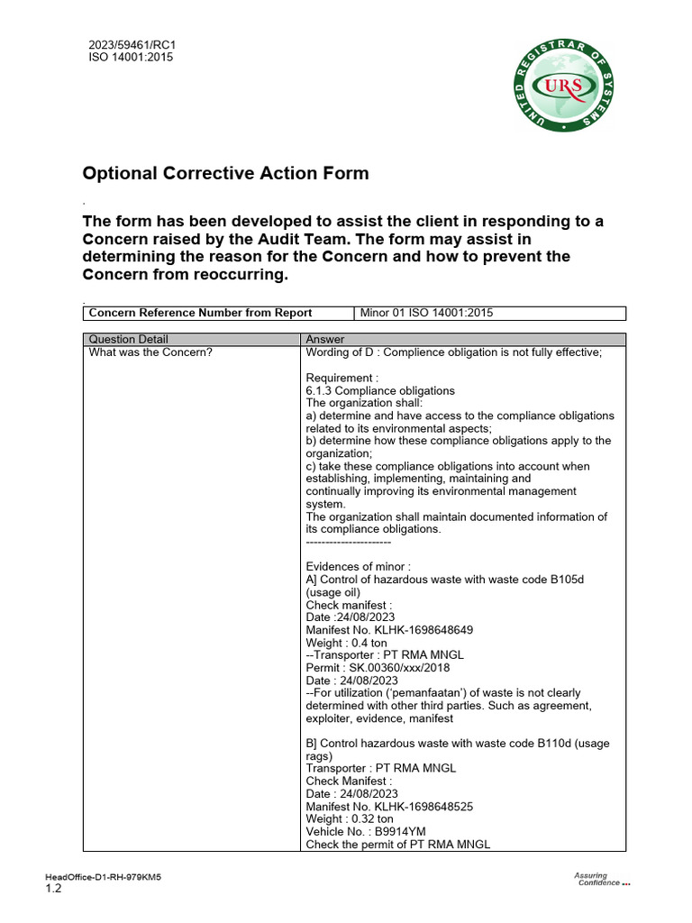 59461_CAR Template_CM5BNX (Minor 01 ISO 14k) | PDF